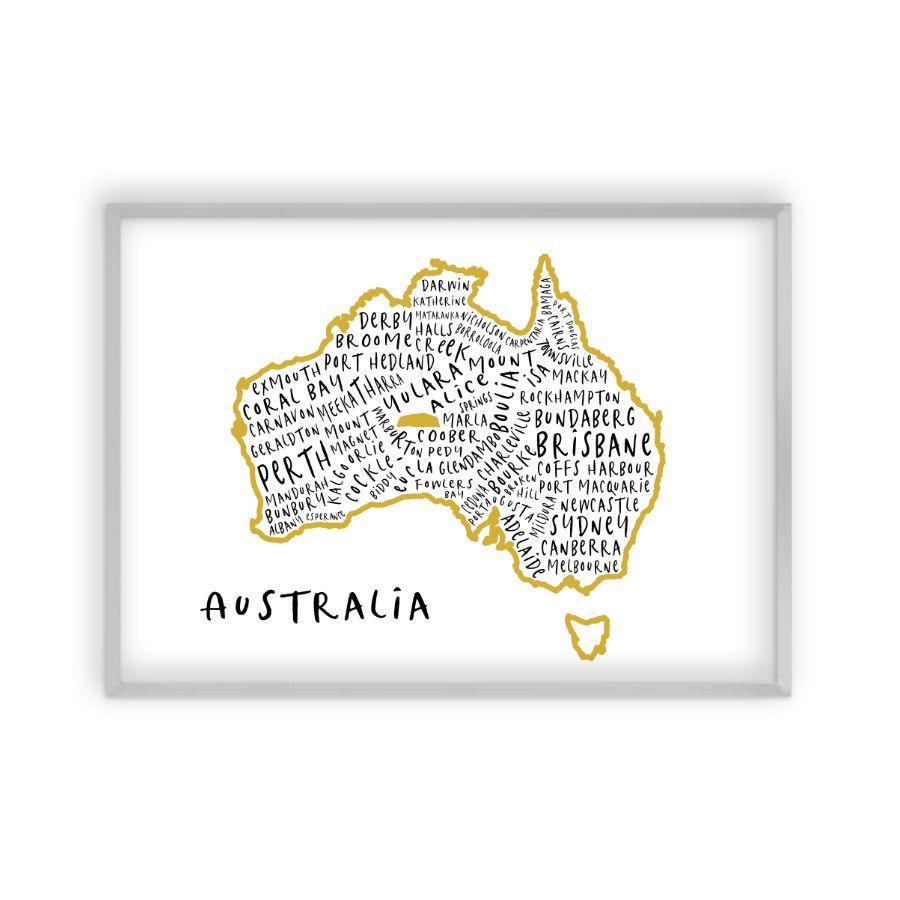 Australia Typography Map Print – Blim and Blum